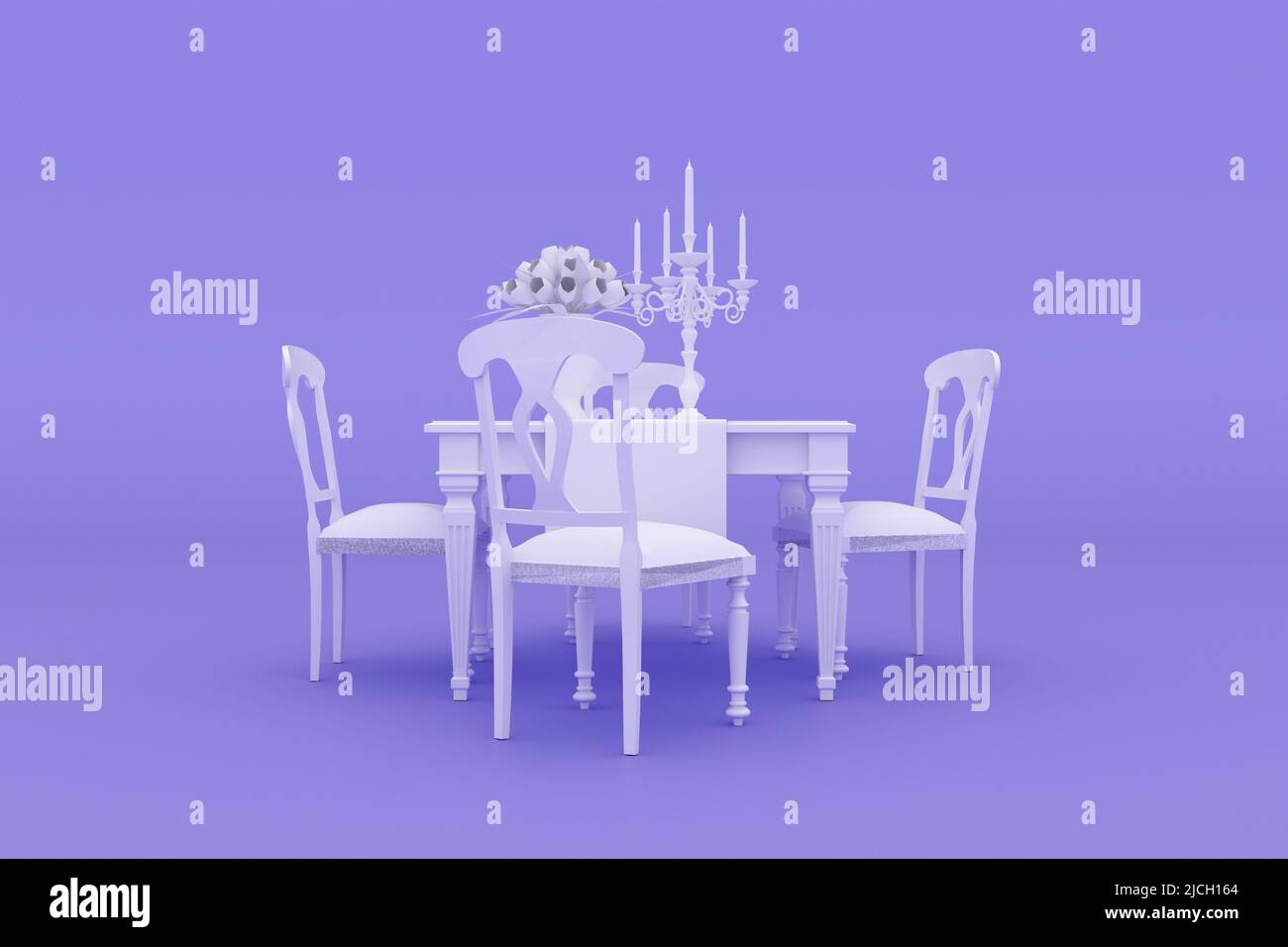 Dining table and dining chairs isolated on purple background, suitable ...