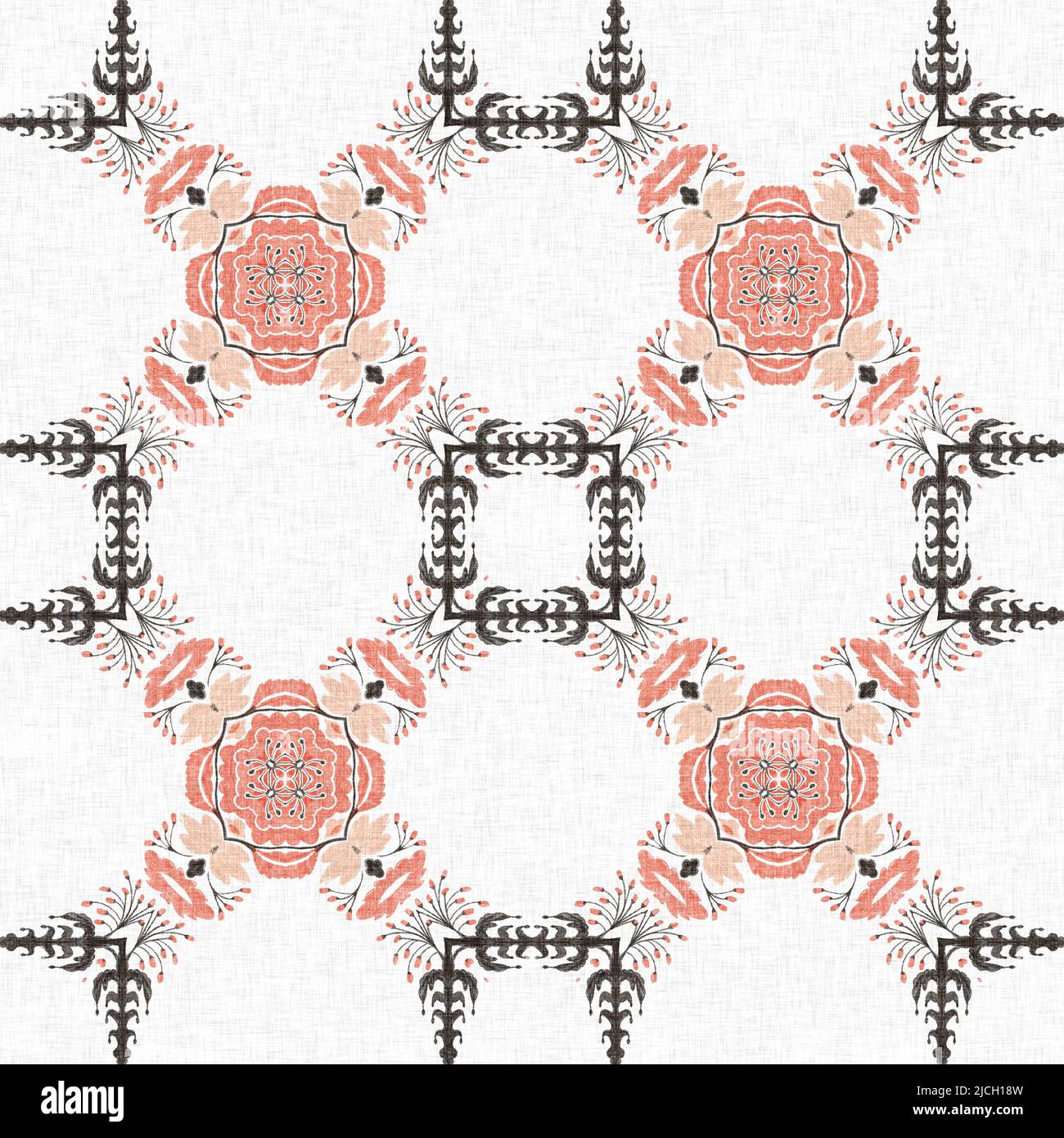 Modern boho geometric floral quilt style seamless pattern. Shabby chic ...