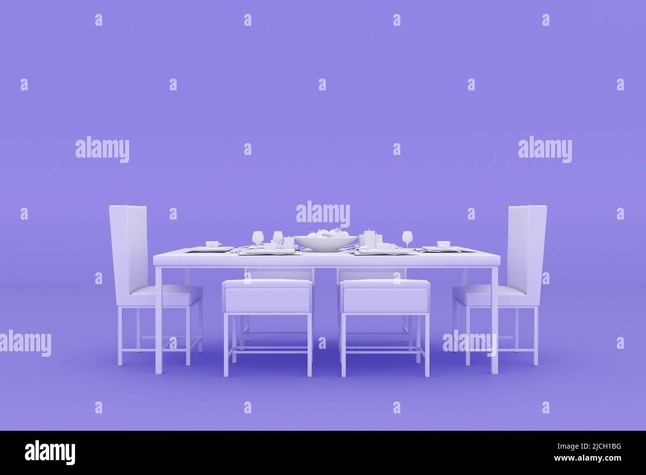 Dining table and dining chairs isolated on purple background, suitable ...