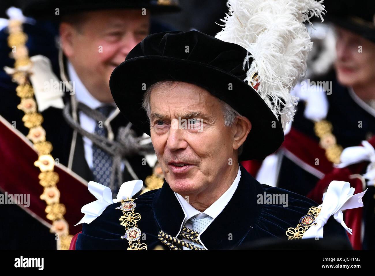 Former Prime Minister Tony Blair Arrives For The Annual Order Of The Garter Service At St George