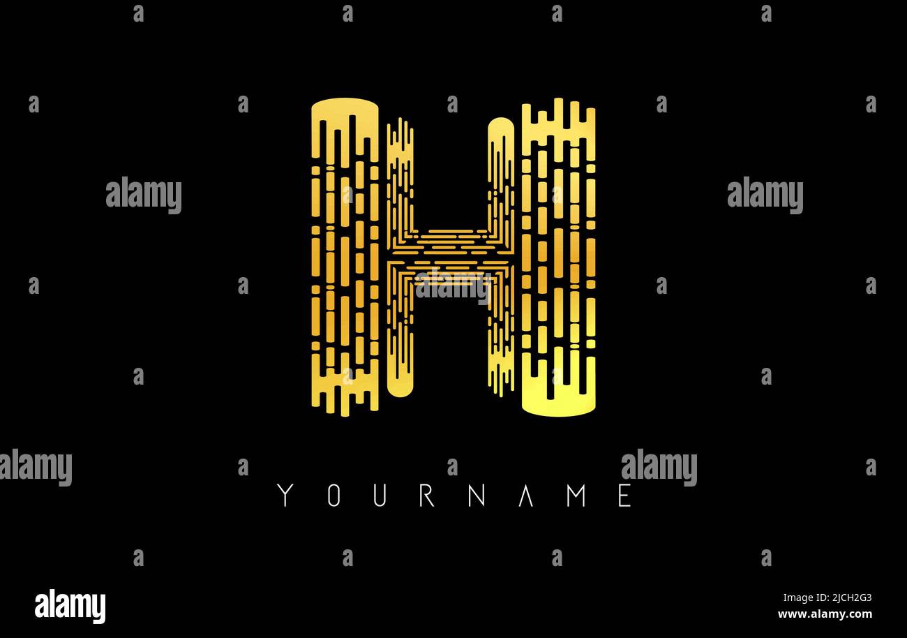 Golden H letter logo concept. Creative Minimal Monochrome Monogram ...