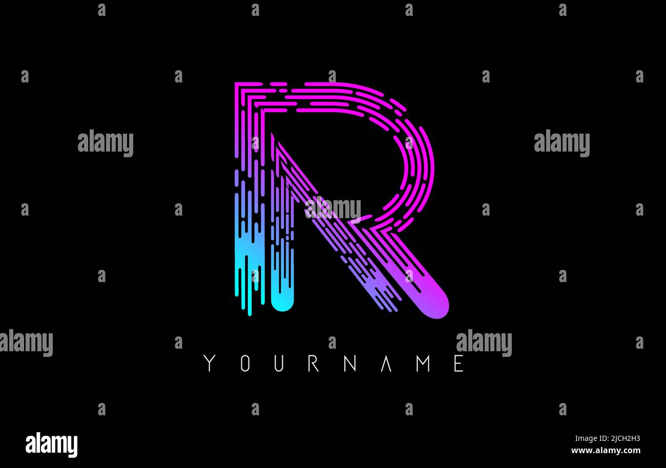 Vibrant pink and blue R letter logo concept. Creative Minimal ...