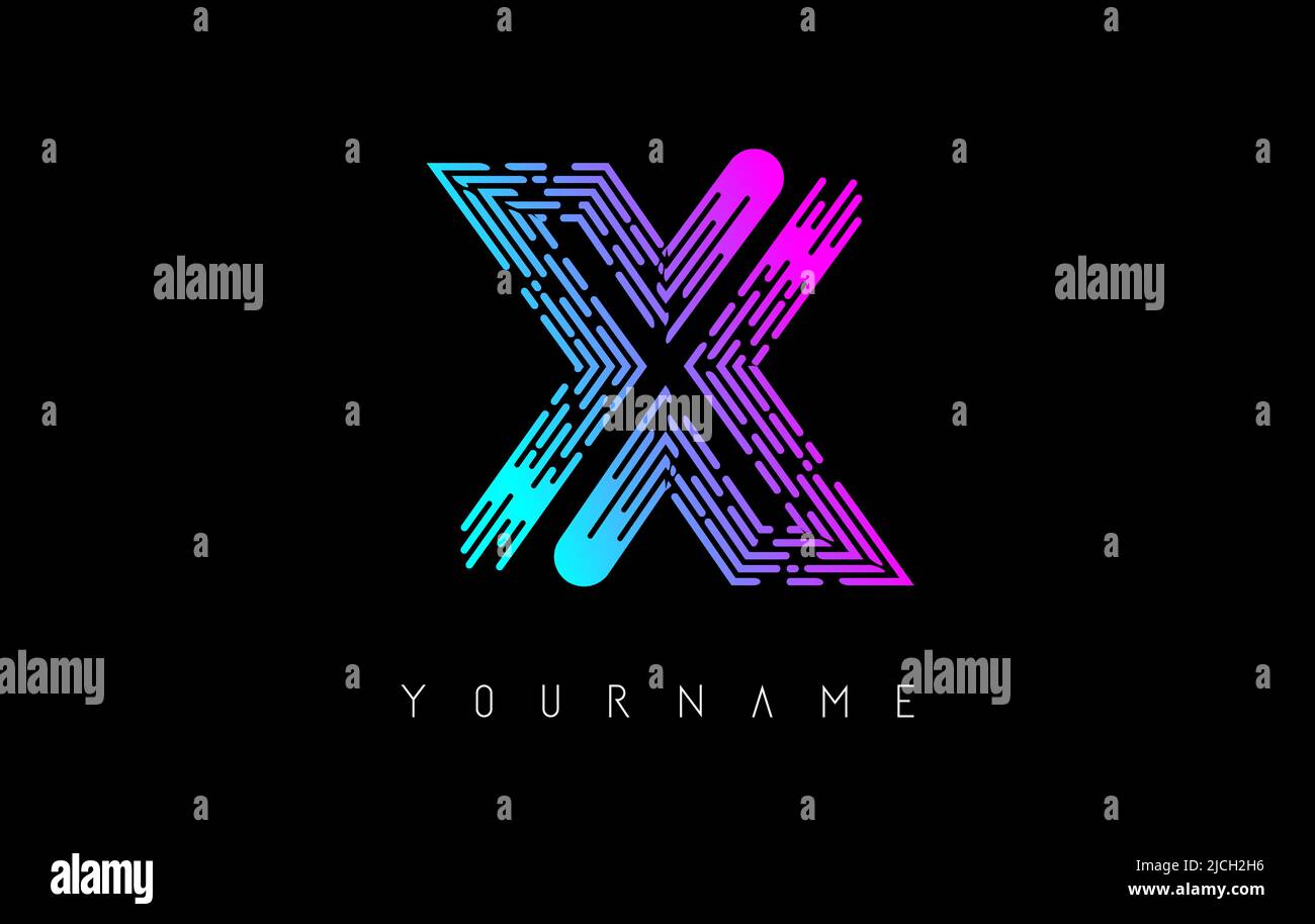 Vibrant pink and blue X letter logo concept. Creative Minimal ...