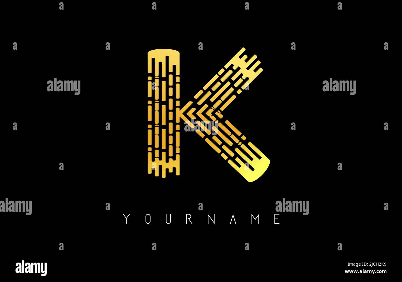 Golden K letter logo concept. Creative Minimal Monochrome Monogram ...