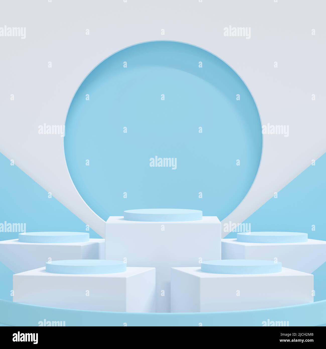 white and blue podium minimal on stage with white platform. stage to ...