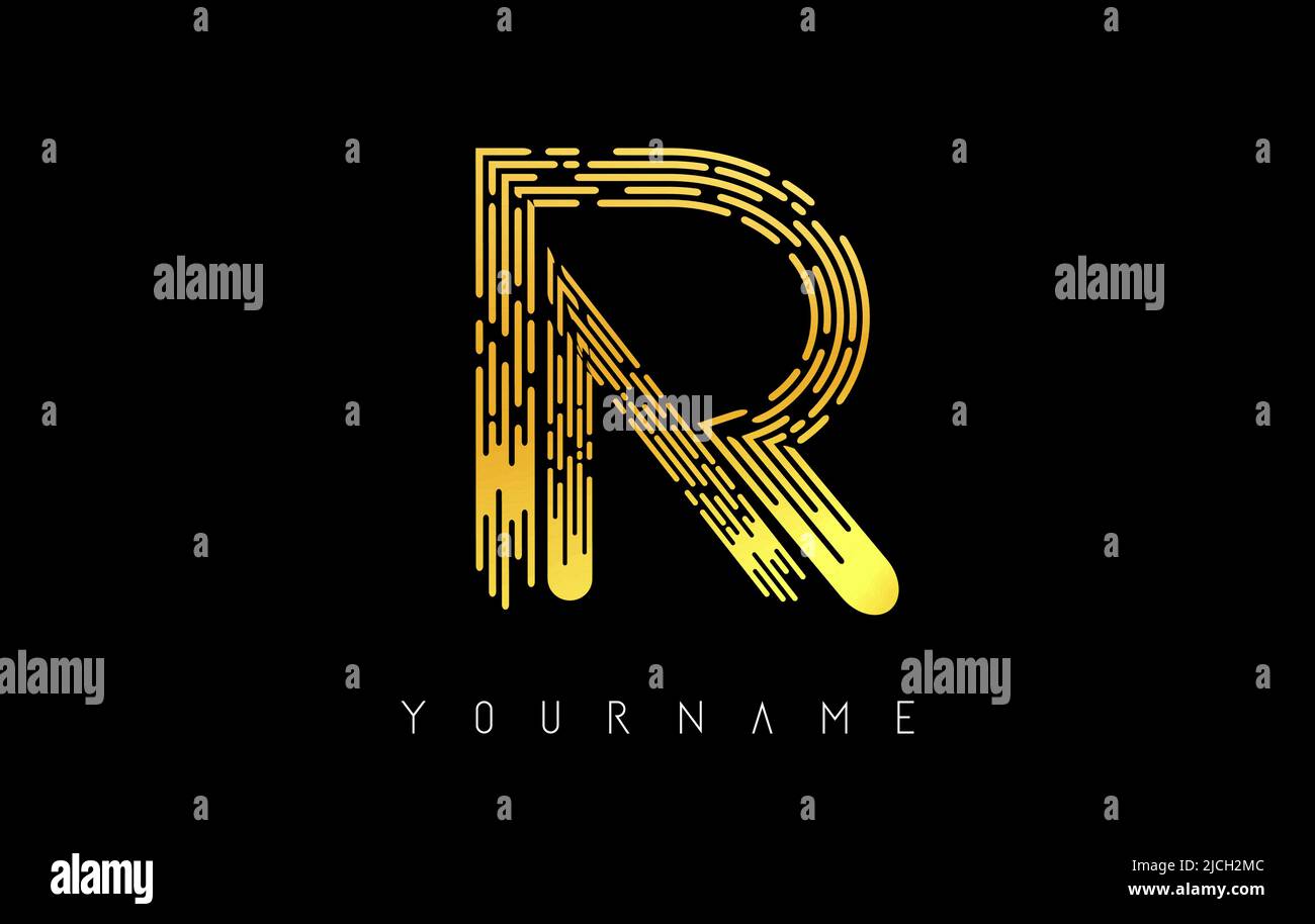 Golden R letter logo concept. Creative Minimal Monochrome Monogram ...