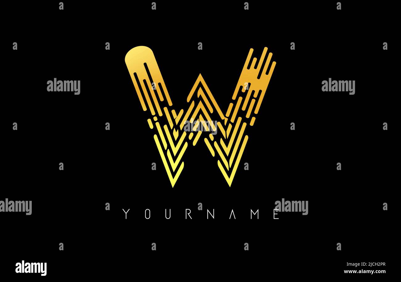 Golden W letter logo concept. Creative Minimal Monochrome Monogram ...