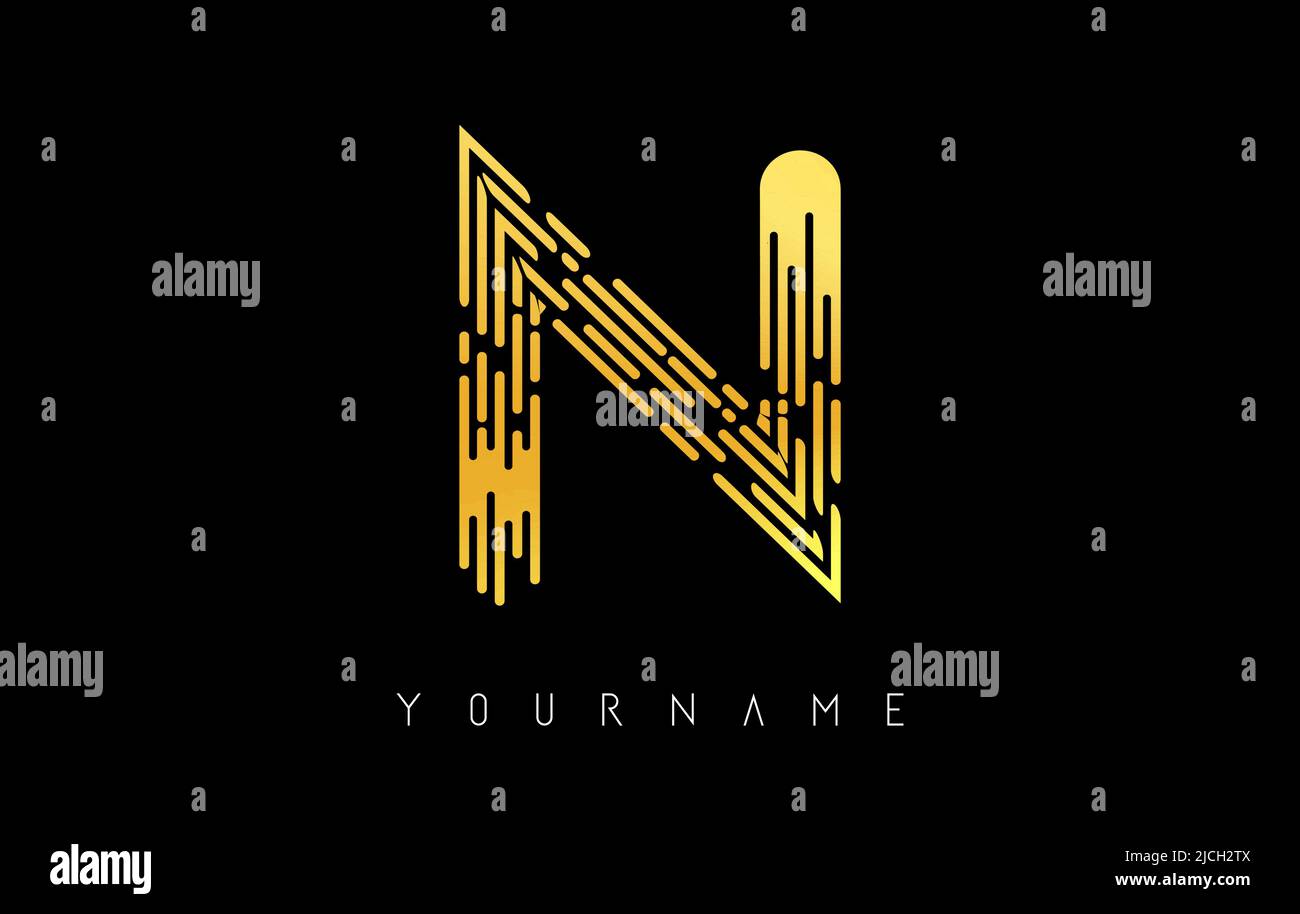 Golden N letter logo concept. Creative Minimal Monochrome Monogram ...