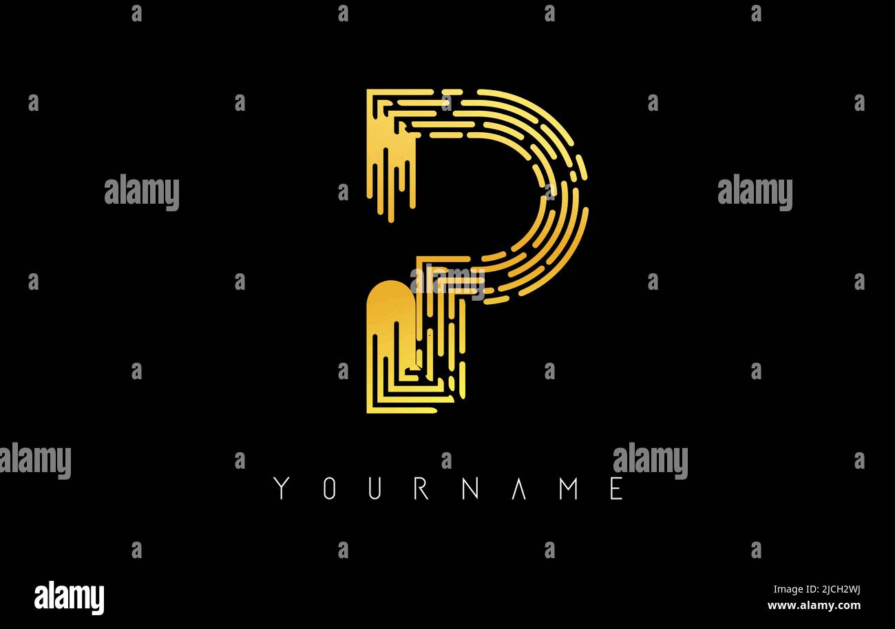 Golden P letter logo concept. Creative Minimal Monochrome Monogram ...