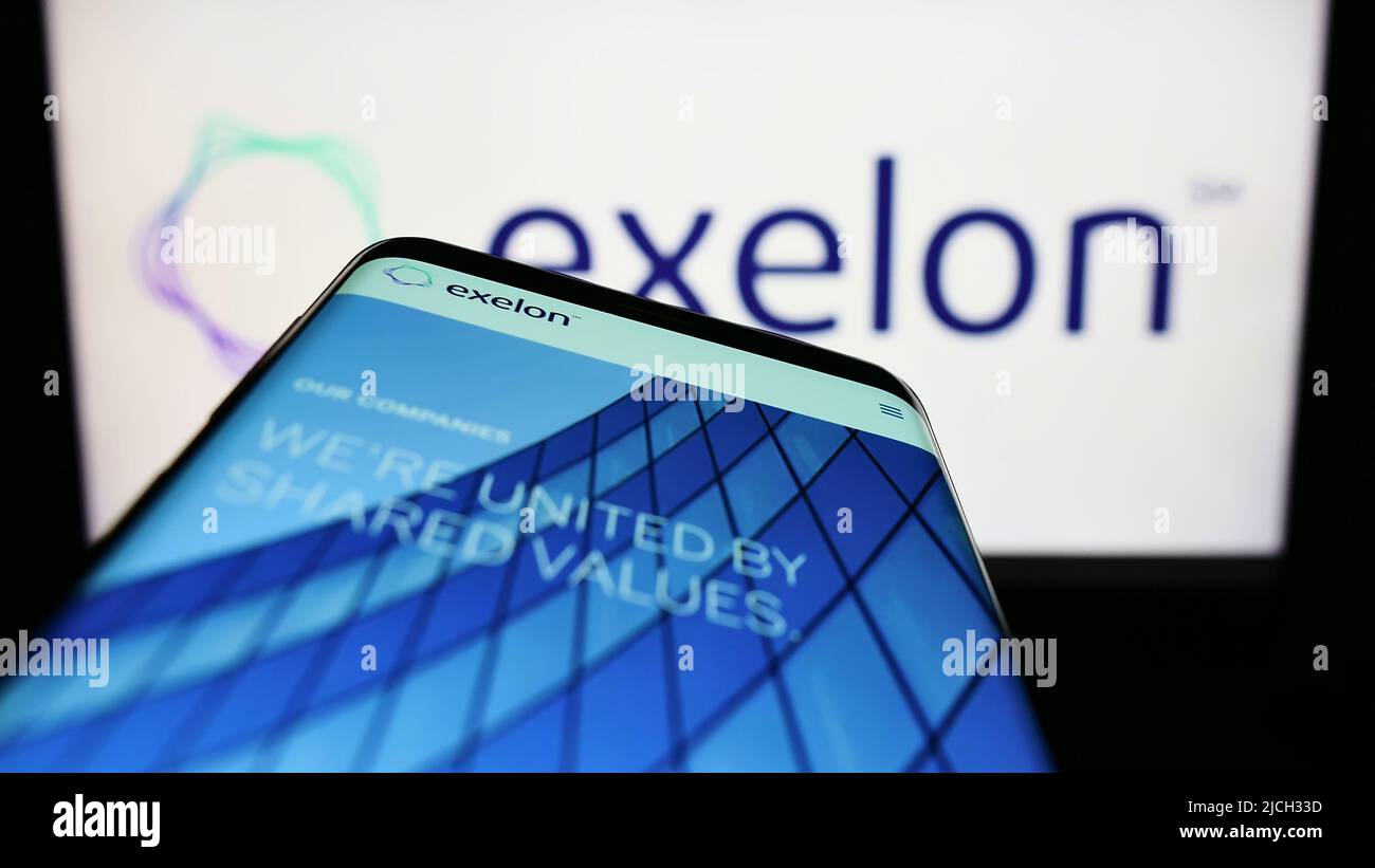 Smartphone with webpage of US energy company Exelon Corporation on ...