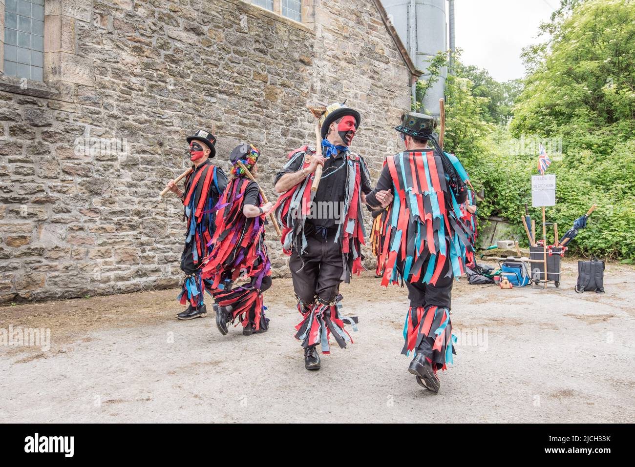 Flagcrackers of Craven border morris side in colourful rag jackets ...
