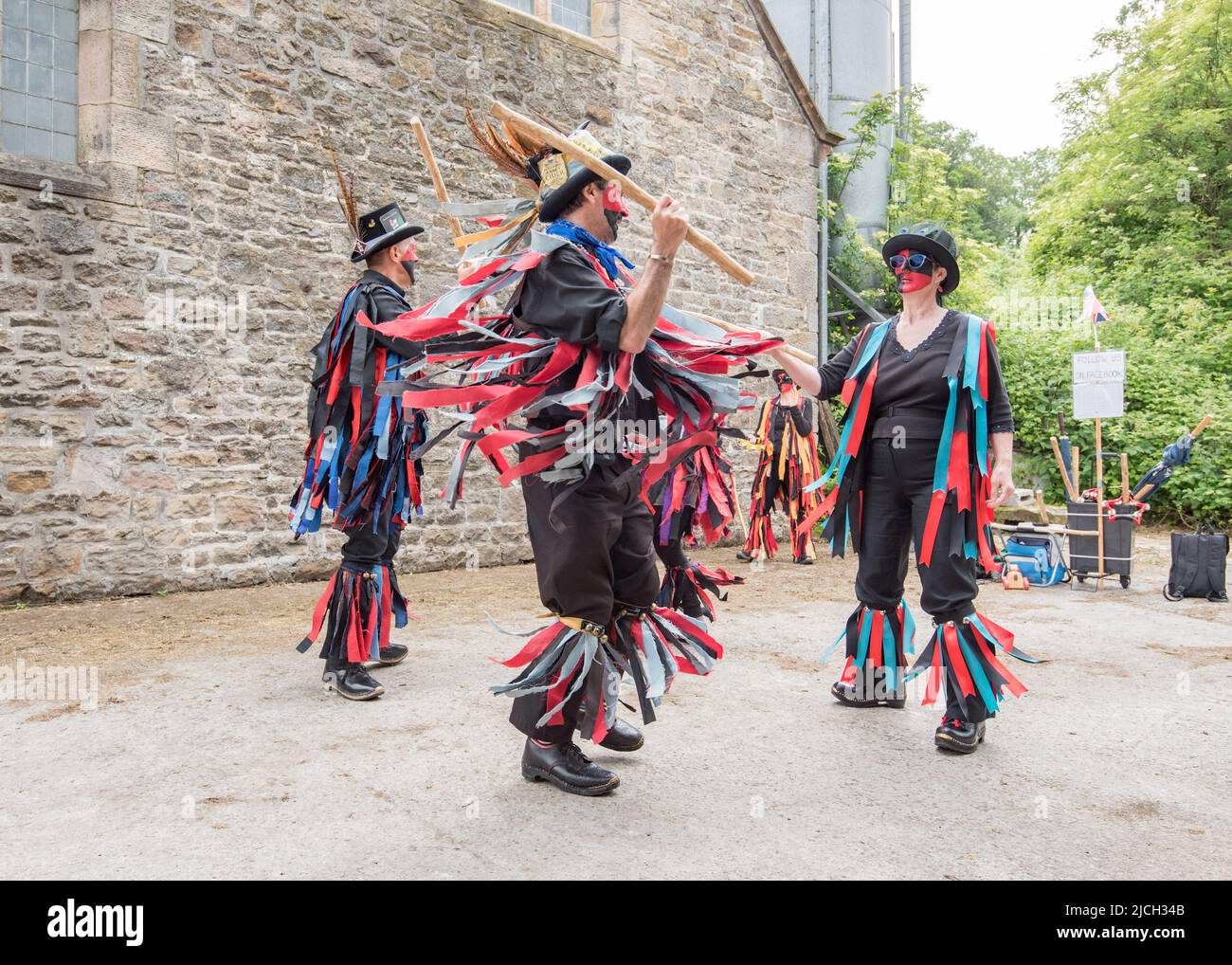 Flagcrackers of Craven border morris side in colourful rag jackets ...