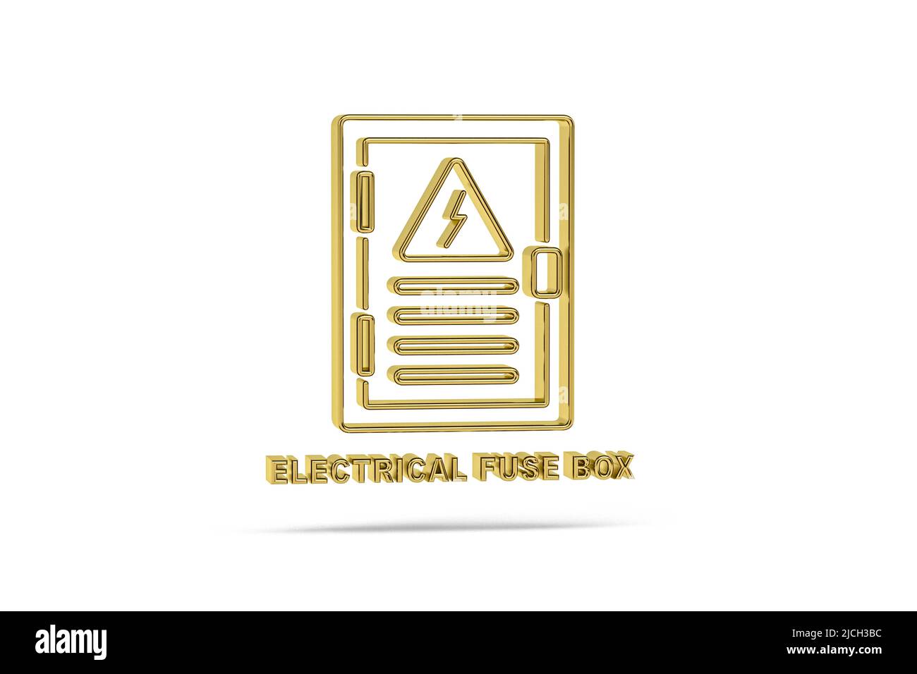 Golden 3d electric fuse icon isolated on white background - 3d render ...