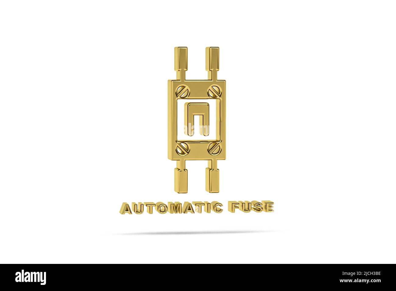 Golden 3d electric fuse icon isolated on white background - 3d render ...