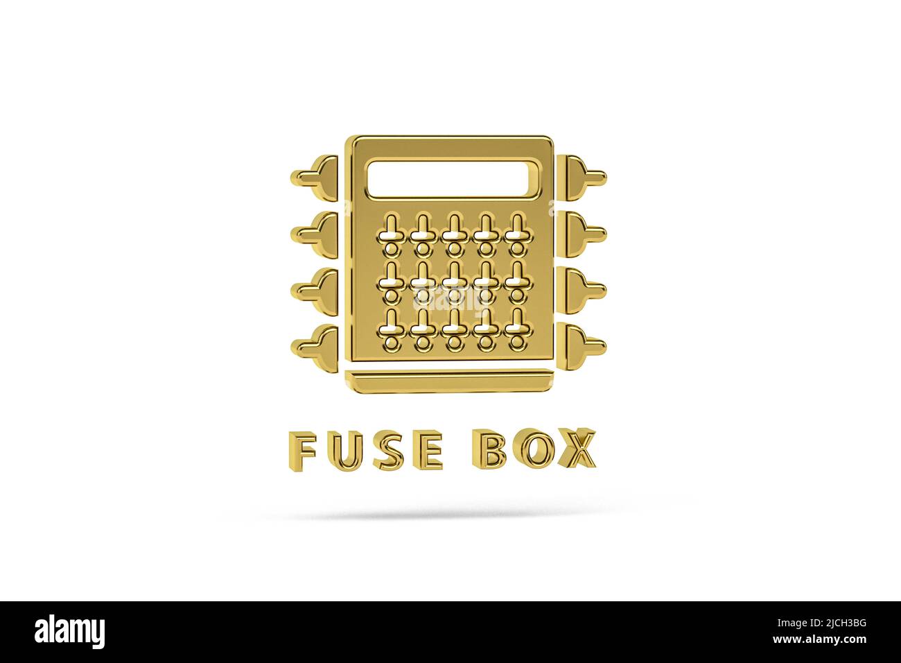Golden 3d electric fuse icon isolated on white background - 3d render ...