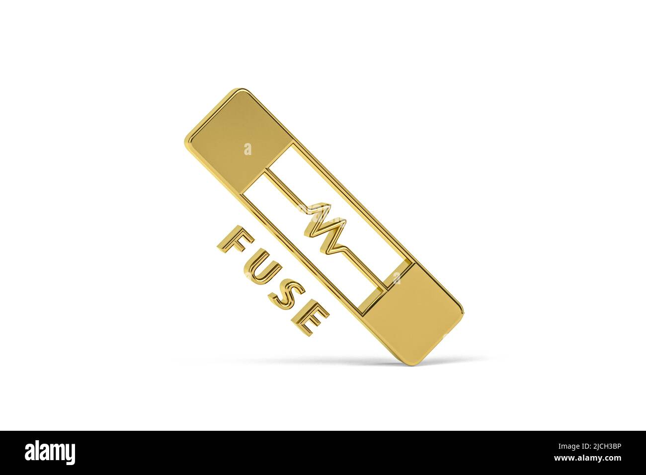 Golden 3d electric fuse icon isolated on white background - 3d render ...