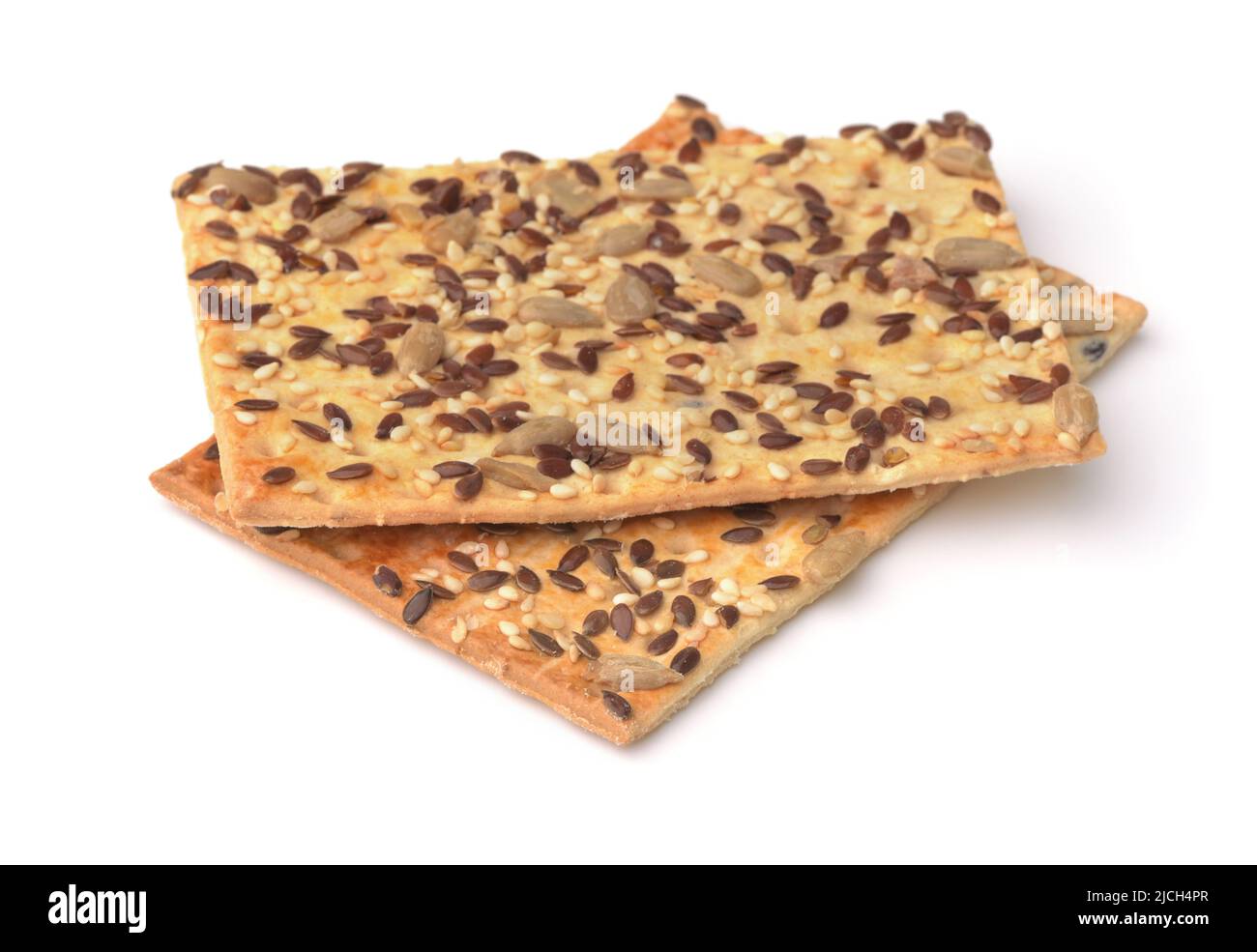 Whole grain crispbread with various seeds isolated on white Stock Photo ...