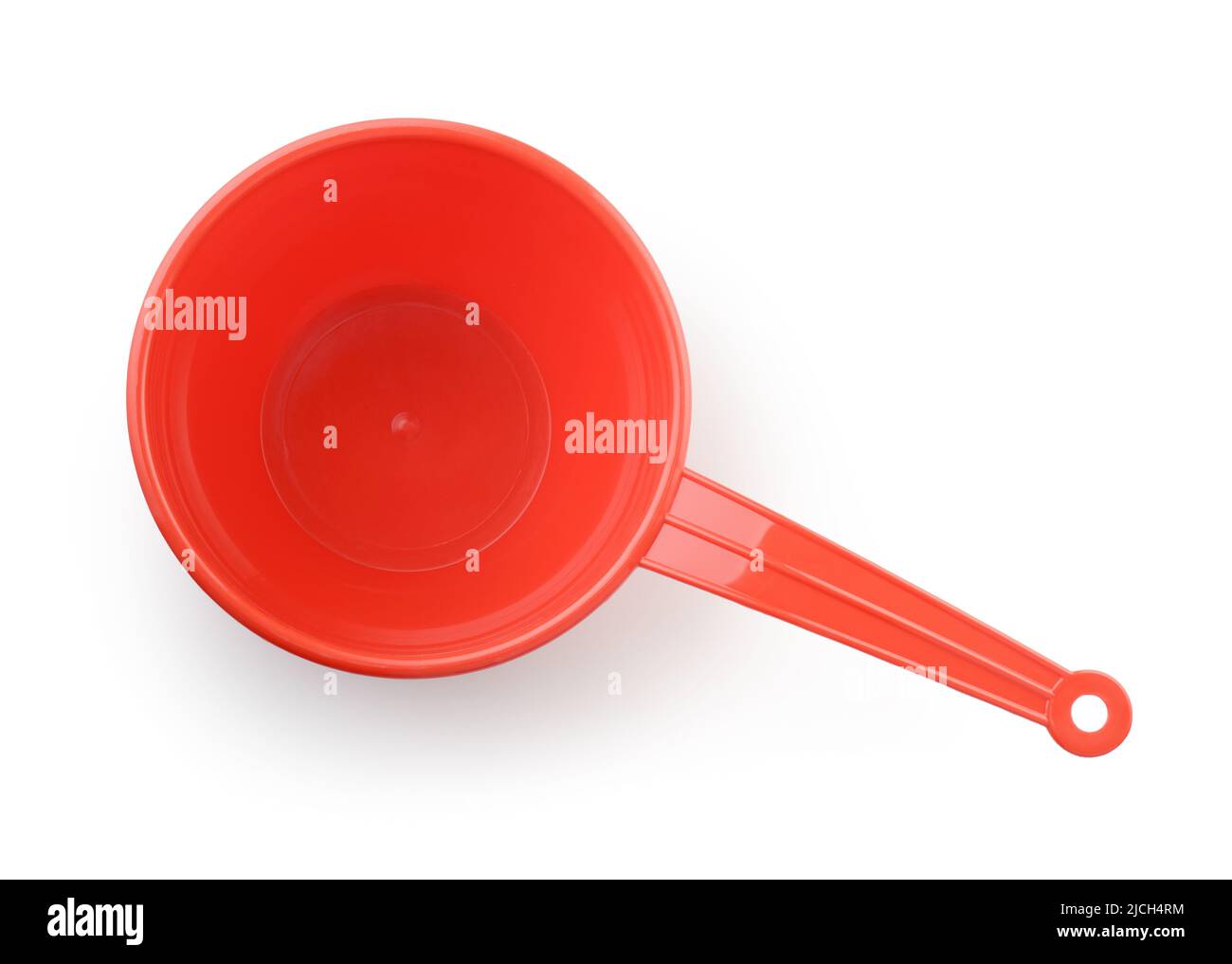 Top view of empty red plastic water ladle isolated on white Stock Photo ...