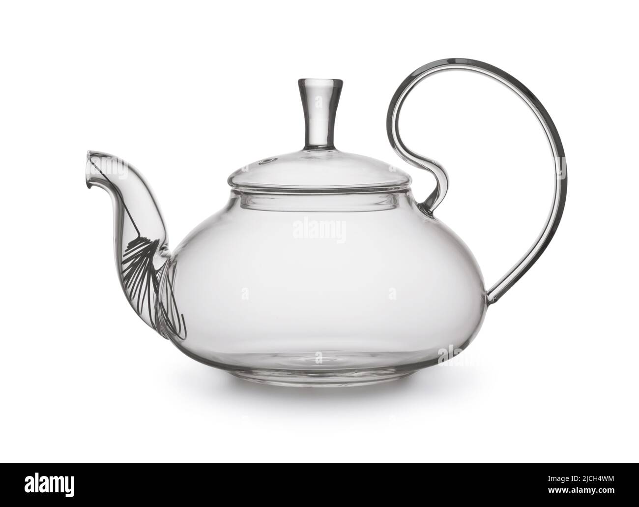 Side view of empty glass teapot isolated on white Stock Photo - Alamy