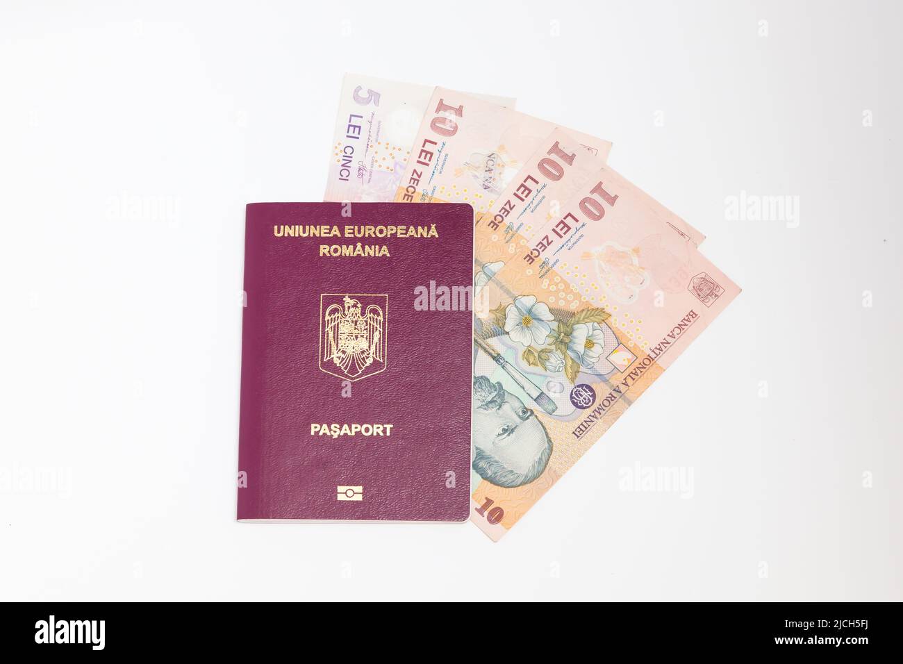 Romanian EU passport on a white background Stock Photo - Alamy