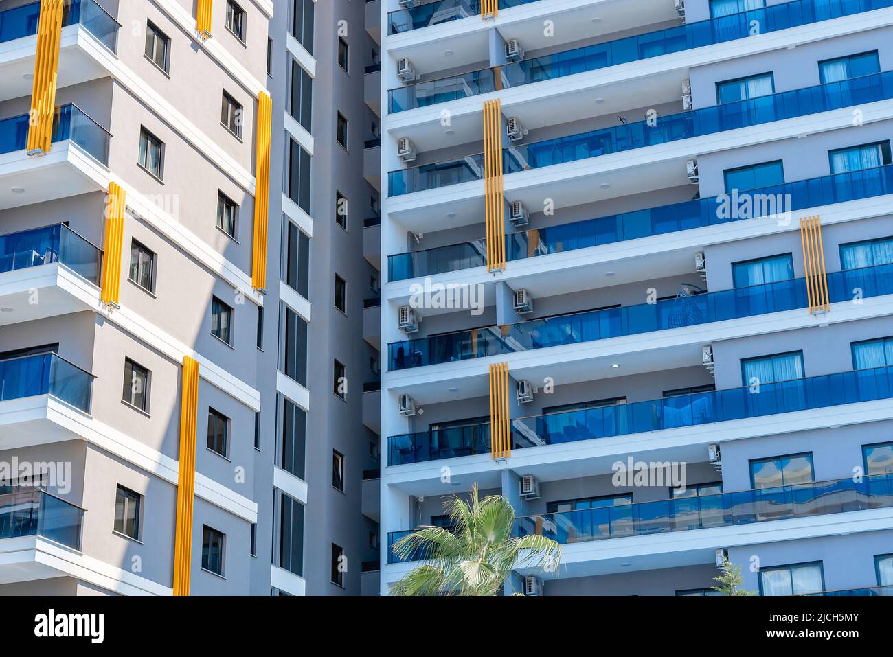 Bright new modern residential buildings. New luxury residential complex ...