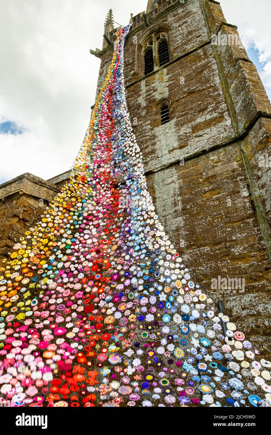 The north tower of All Saints church in Middleton Cheney decorated with ...