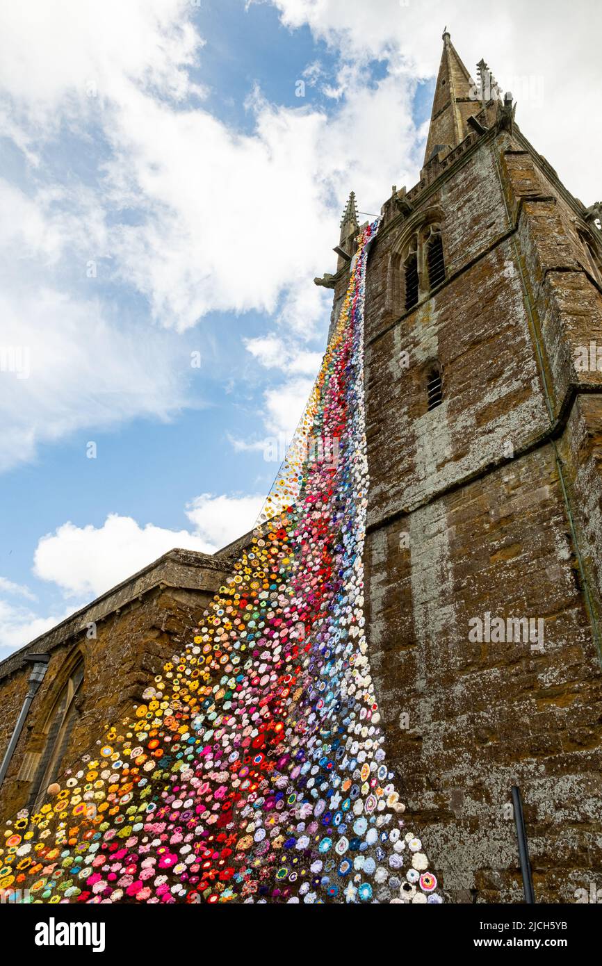 The north tower of All Saints church in Middleton Cheney decorated with ...