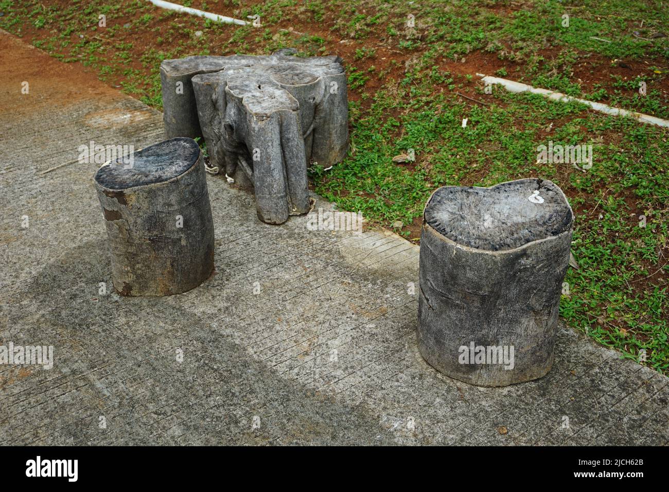 Natural seating from big wood rods , This used wood is usually used for ...