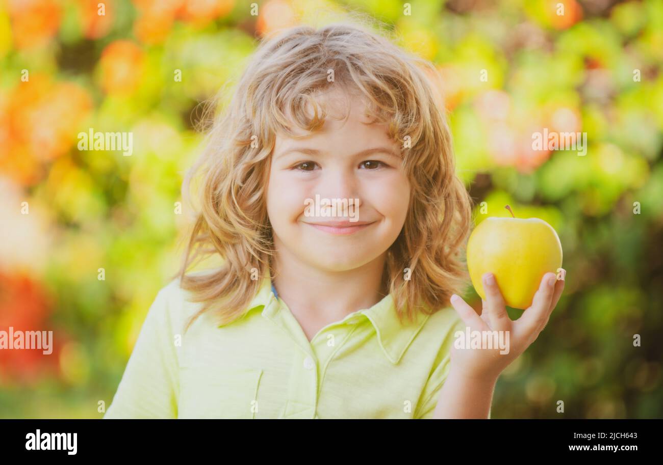 Child kid eating apple fruit outdoor autumn fall nature healthy ...