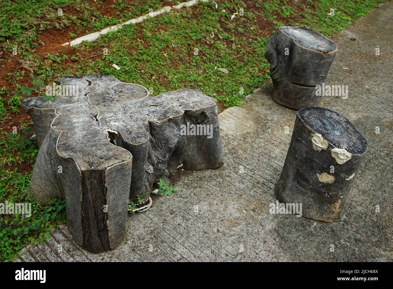 Natural seating from big wood rods , This used wood is usually used for ...