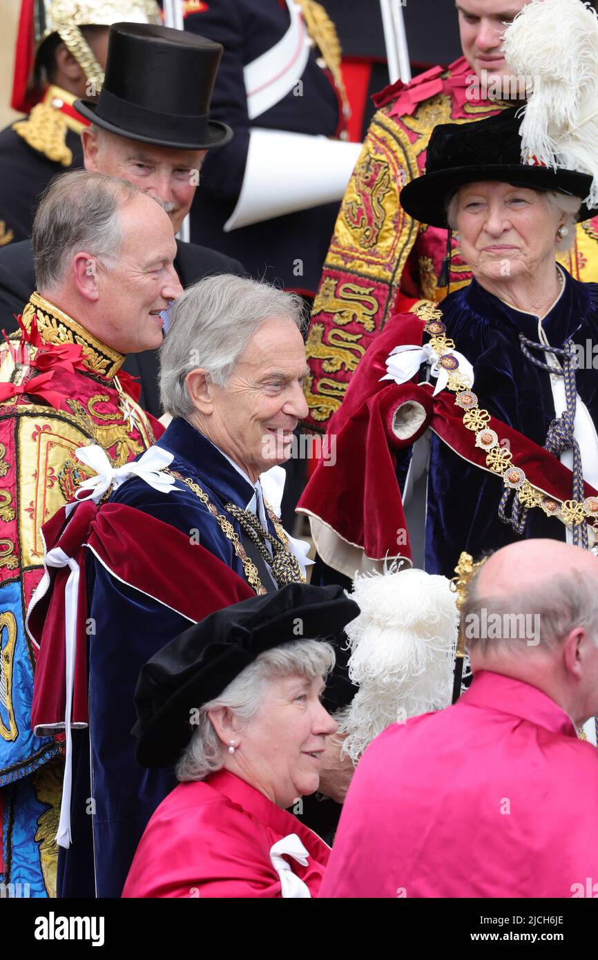 Former Prime Minister Tony Blair Attends The Annual Order Of The Garter Service At St Georges