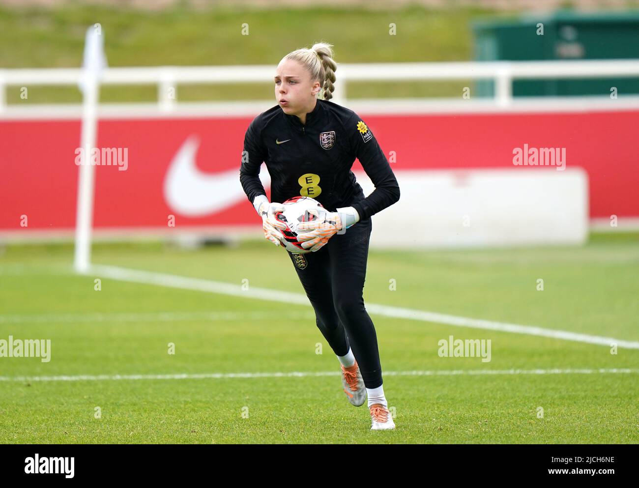 England goalkeeper Ellie Roebuck during a training session at St George ...
