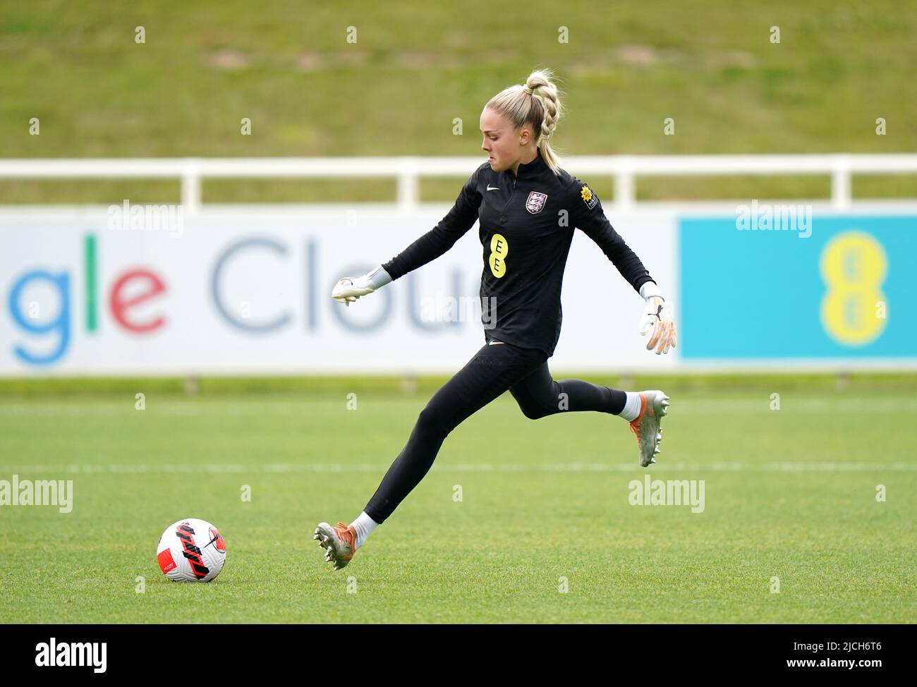 England goalkeeper Ellie Roebuck during a training session at St George ...