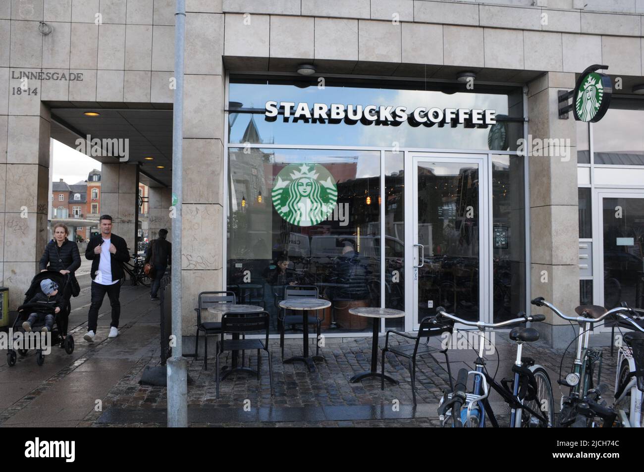 Copenhagen/Denmark/13 June 2022/.Seattle coffee chain Starbcuks coffee ...