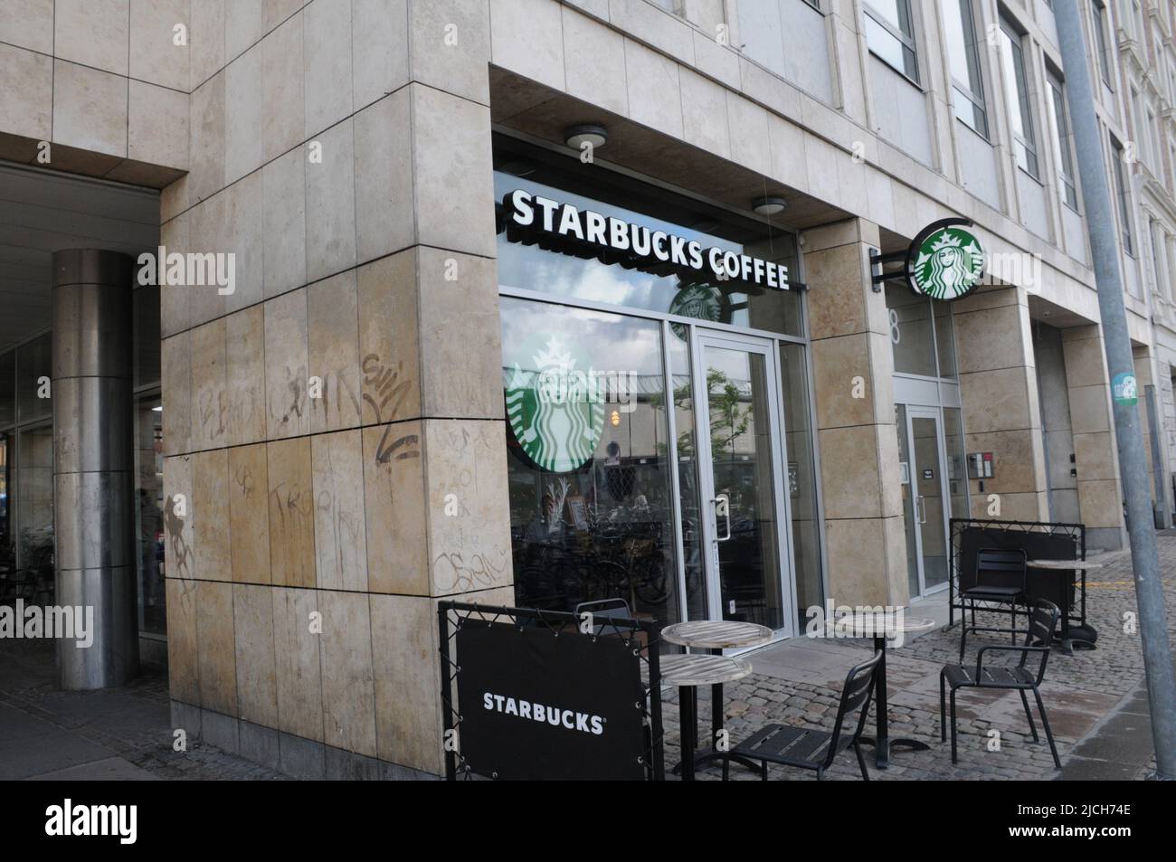 Copenhagen/Denmark/13 June 2022/.Seattle coffee chain Starbcuks coffee ...