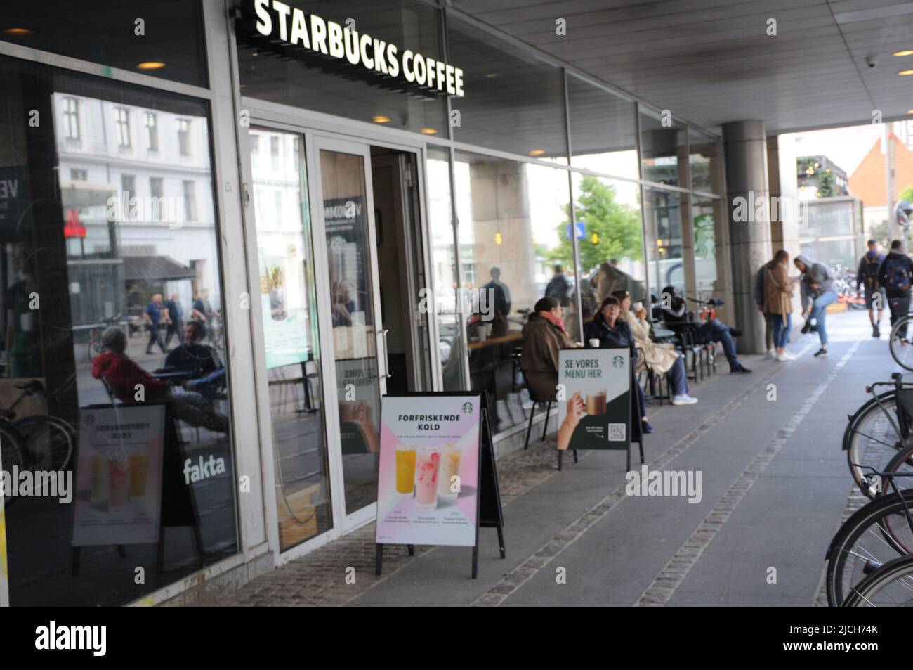 Copenhagen/Denmark/13 June 2022/.Seattle coffee chain Starbcuks coffee ...