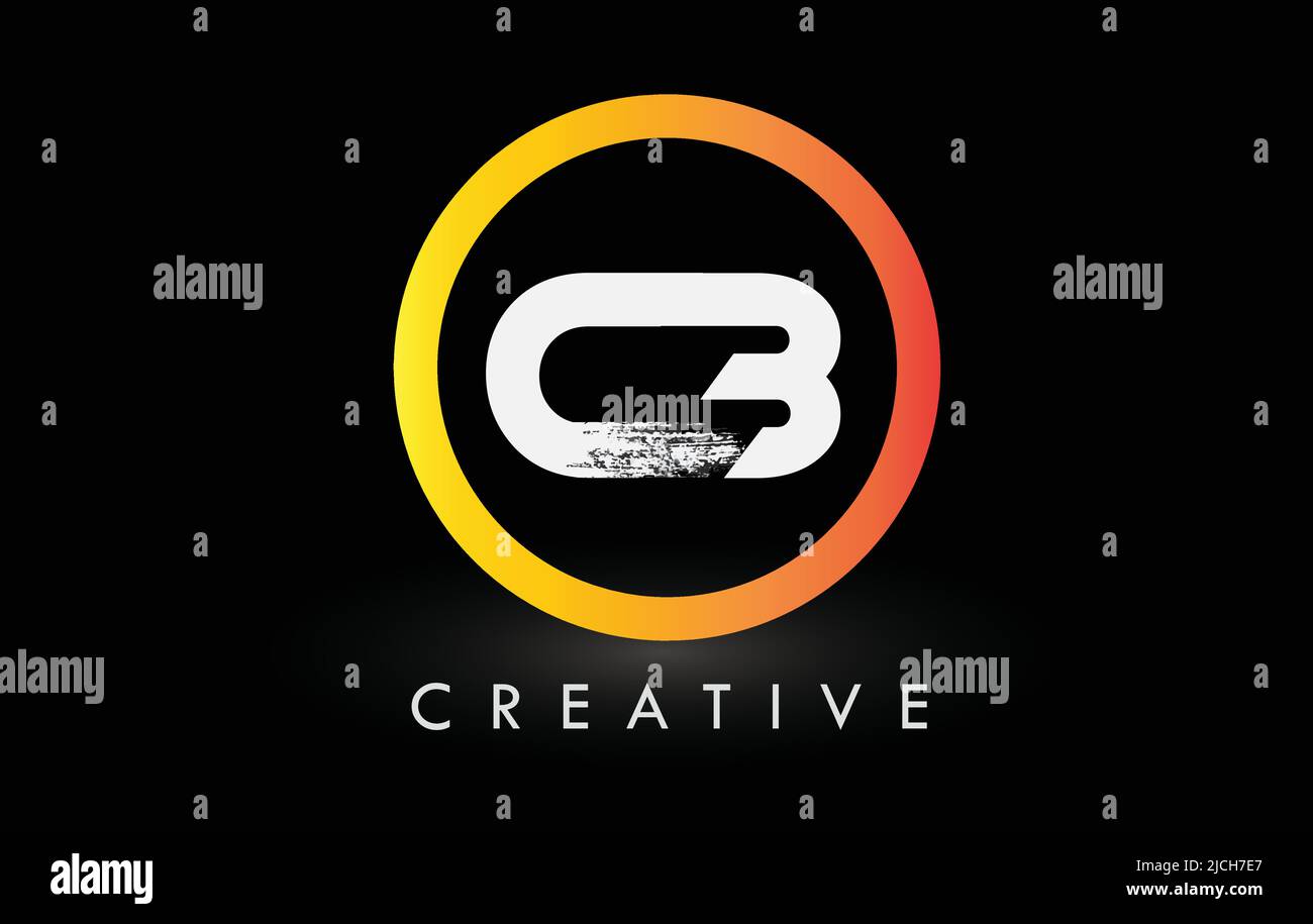 Circular White CB Brush Letter Logo Design with Black Circle. Creative ...