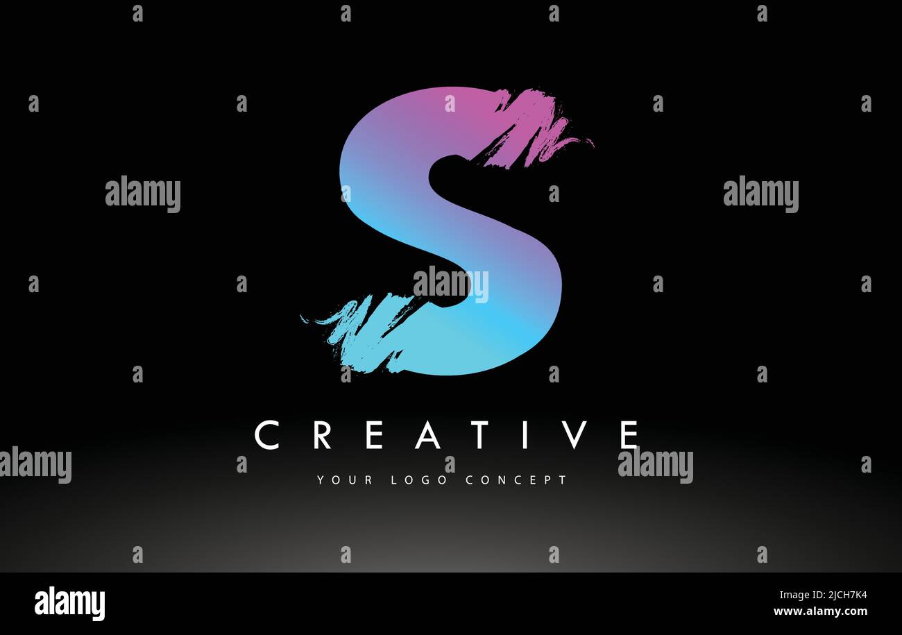 S Brushed Letter Logo. Black Brush Letters design with Artistic Brush ...