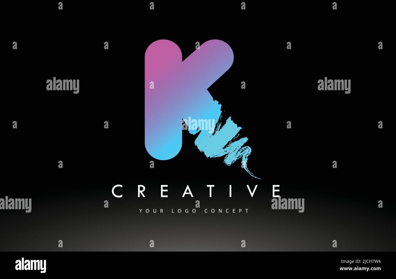 K Brushed Letter Logo. Black Brush Letters design with Artistic Brush ...
