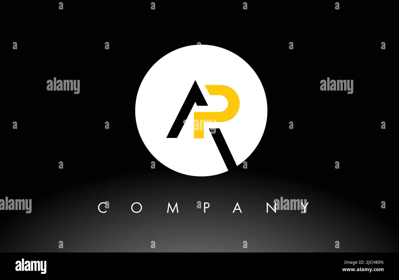 Black and Yellow AP Logo. Letter Design Vector with Red and Black ...