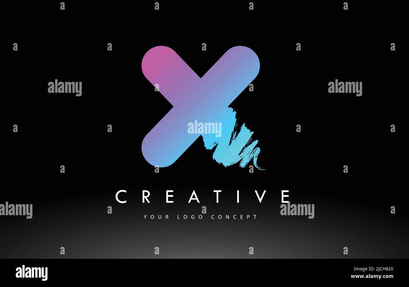 X Brushed Letter Logo. Black Brush Letters design with Artistic Brush ...