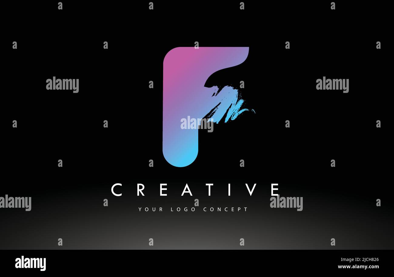F Brushed Letter Logo. Black Brush Letters design with Artistic Brush ...