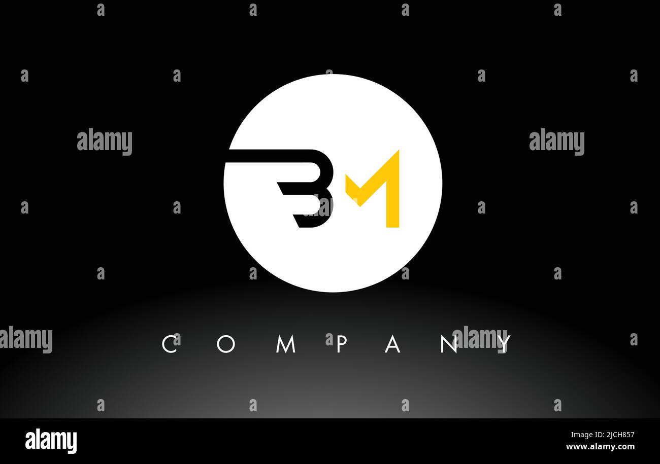 Black and Yellow BM Logo. Letter Design Vector with Red and Black ...
