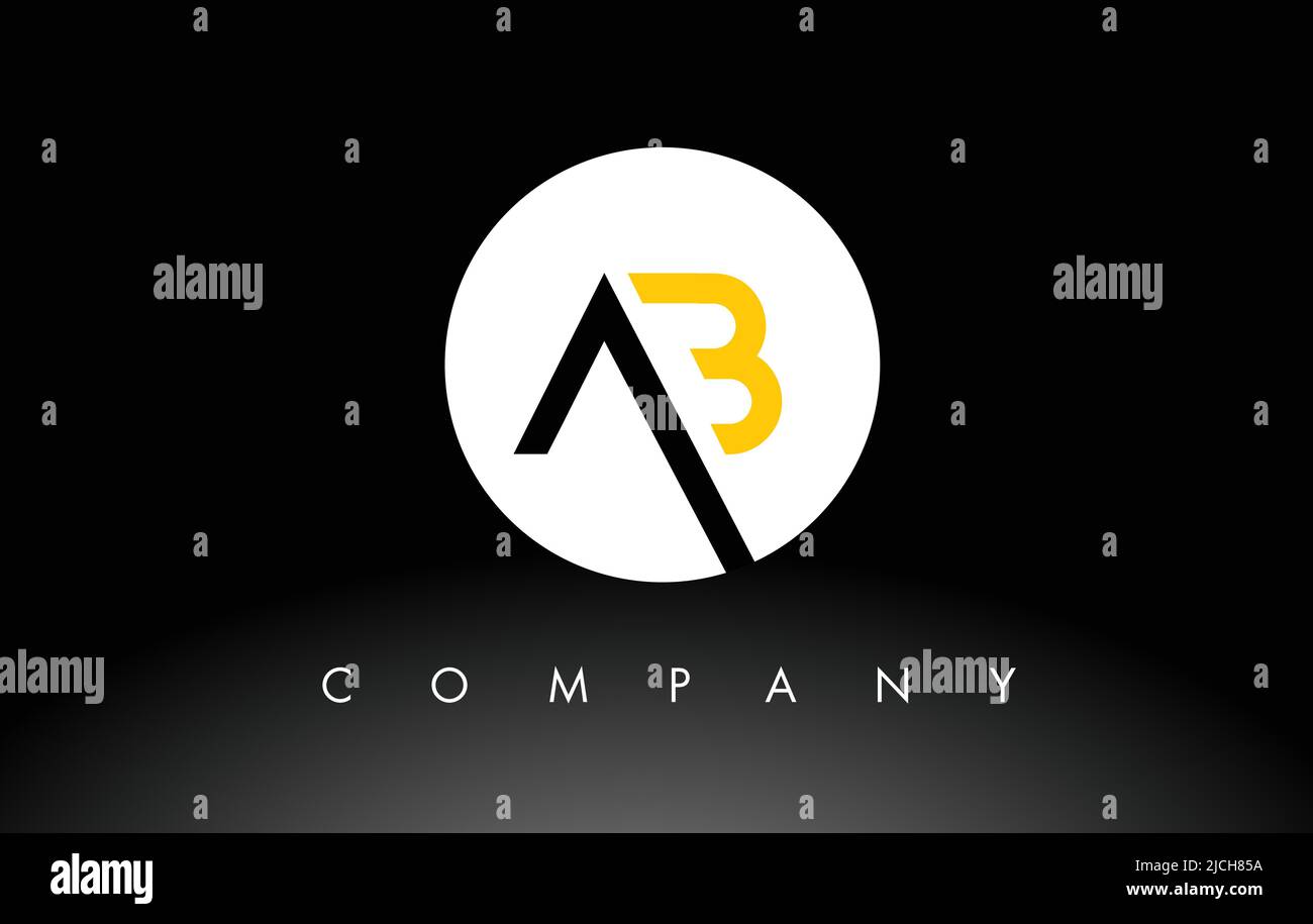 Black and Yellow AB Logo. Letter Design Vector with Red and Black ...