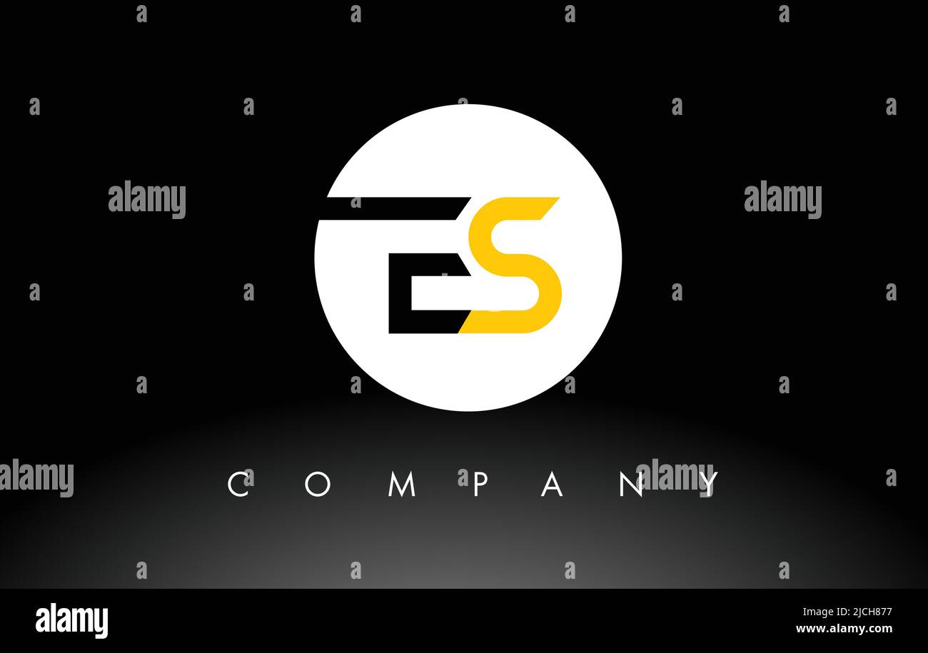 Black and Yellow FS Logo. Letter Design Vector with Red and Black ...