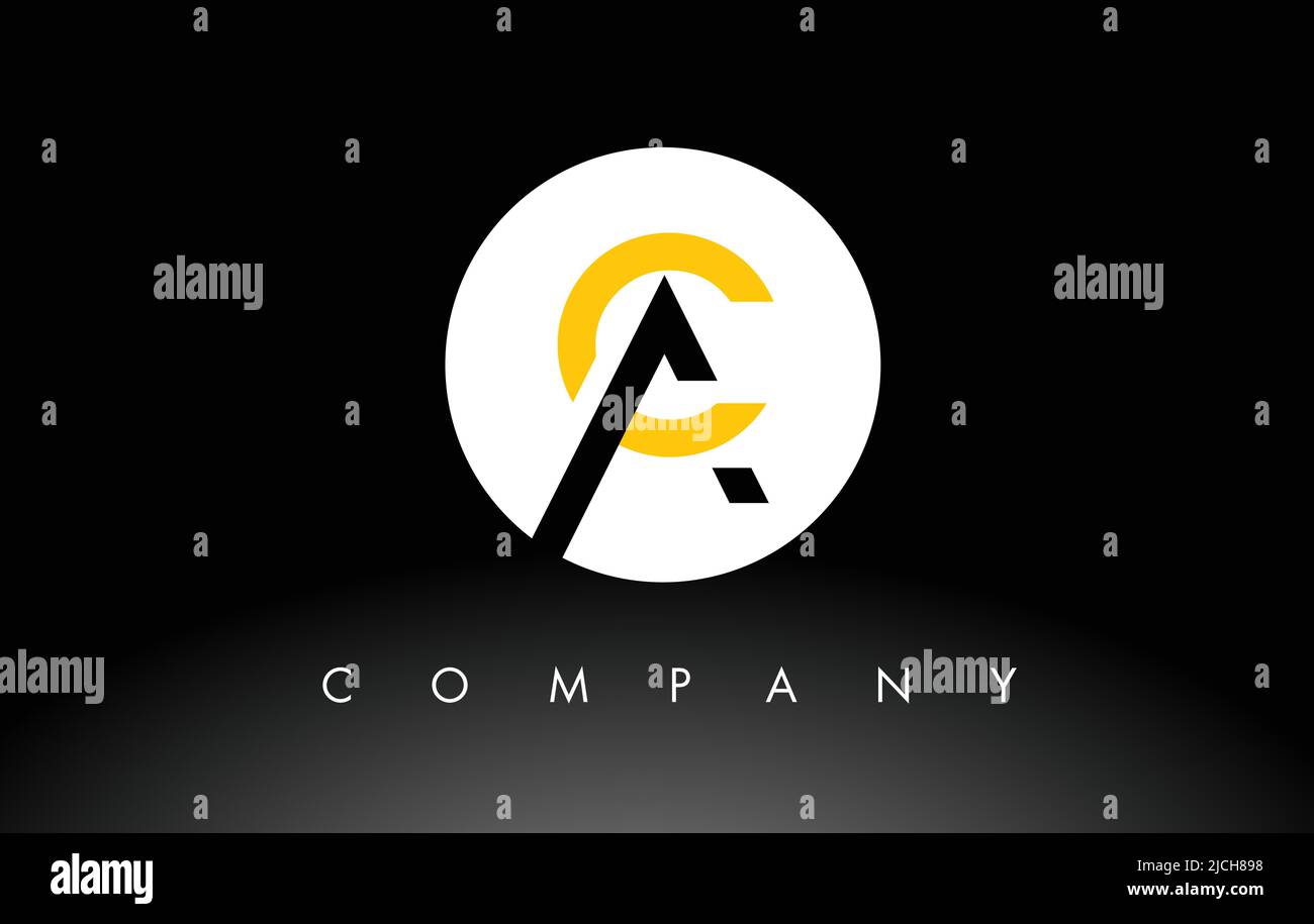 Black and Yellow AC Logo. Letter Design Vector with Red and Black ...