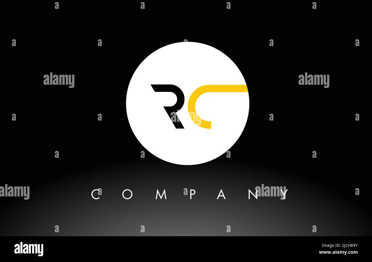 Black and Yellow RC Logo. Letter Design Vector with Red and Black ...