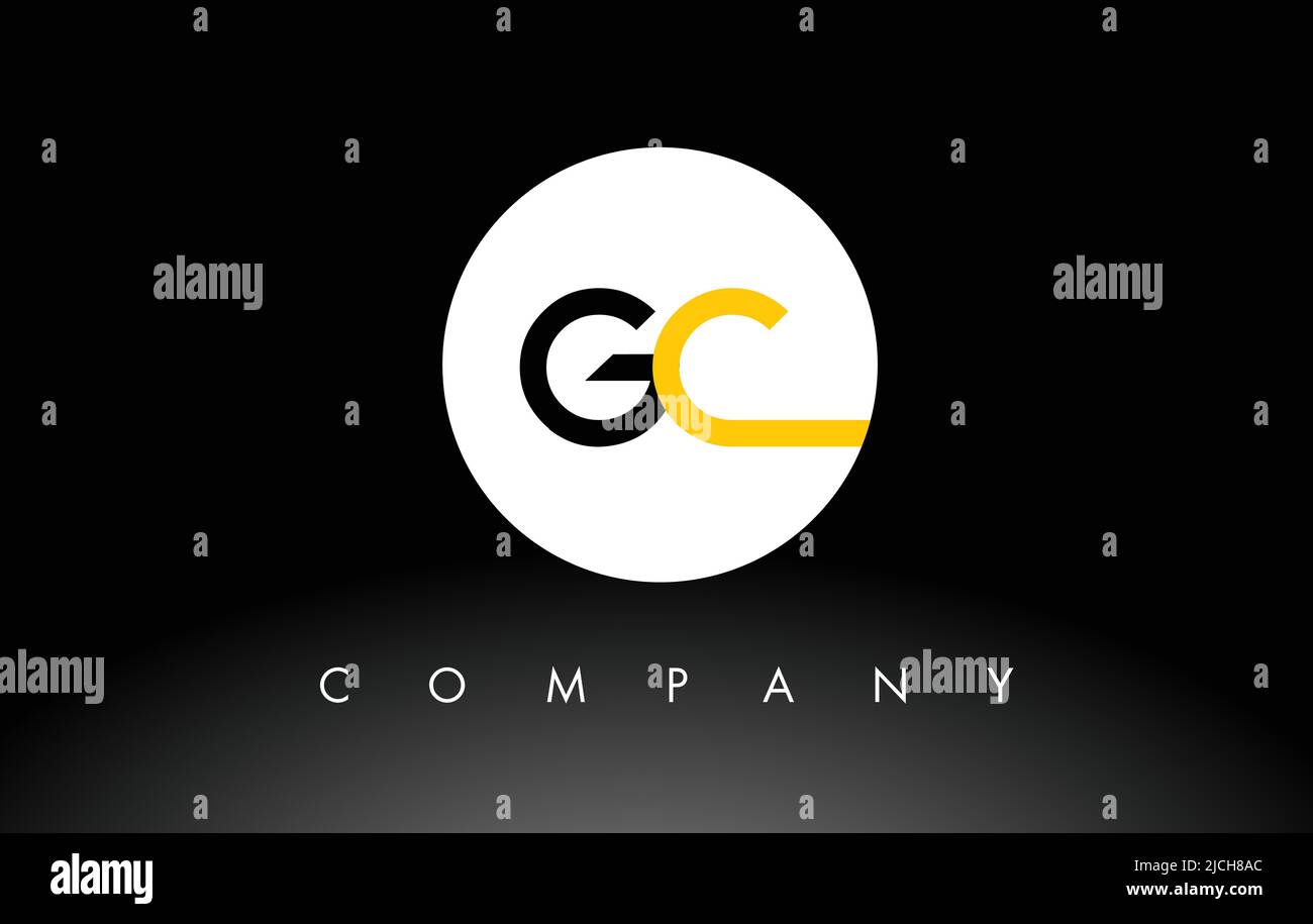 Black and Yellow GC Logo. Letter Design Vector with Red and Black ...