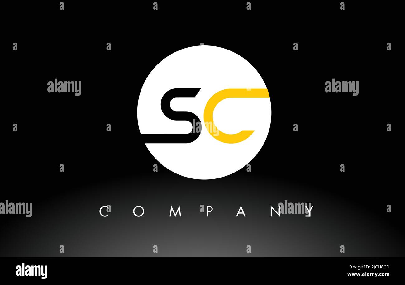 Black and Yellow SC Logo. Letter Design Vector with Red and Black ...