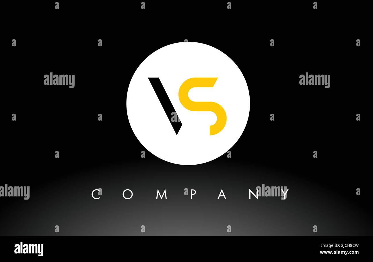 Black and Yellow VS Logo. Letter Design Vector with Red and Black ...